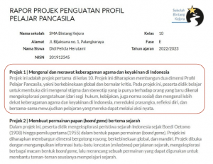 Contoh Format Rapot Projek Pengautan Profil Pelajar Pancasila ...