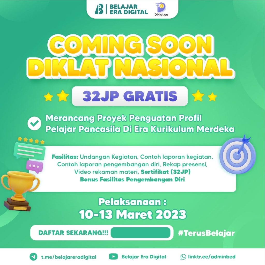 Diklat Nasional Bersertifikat 32 JP, Gratis! Merancang Proyek Penguatan Profil Pelajar Pancasila ...