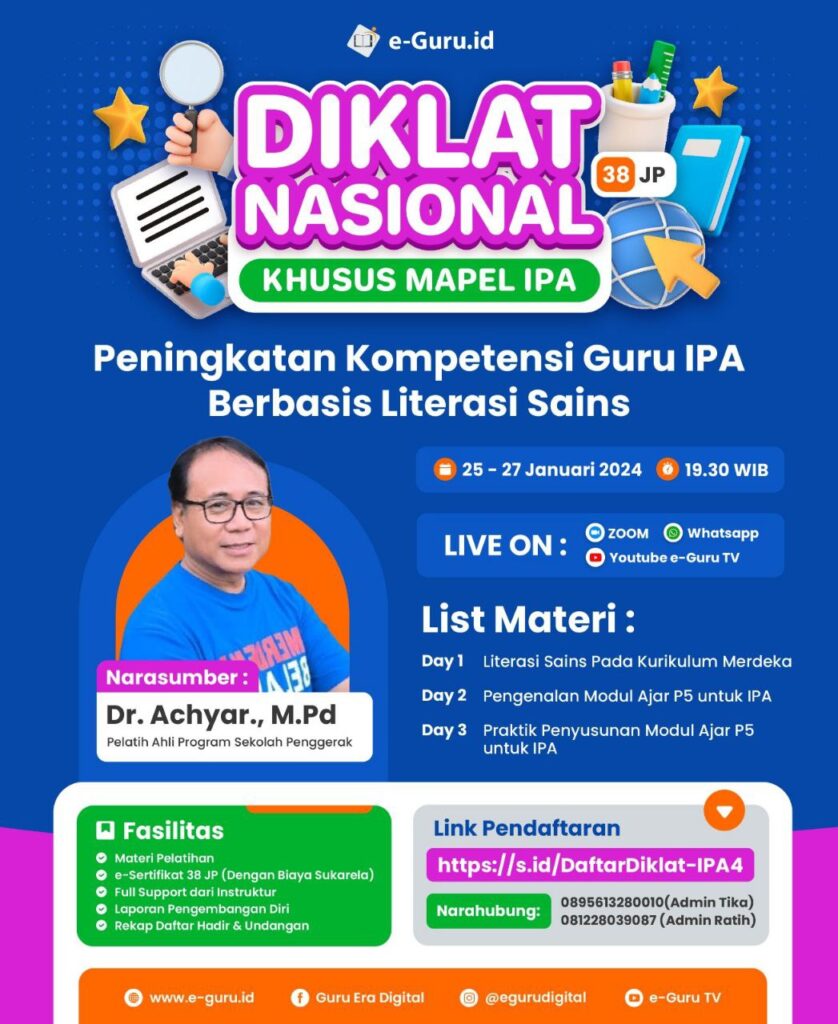 Info Penting Khusus untuk Guru IPA semua Jenjang! Diklat Khusus Mapel IPA Bersertifikat 38 JP ...
