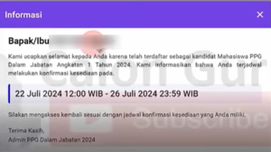Contoh Tampilan Akun SIMPKB Guru Yang Terpanggil PPG Daljab 2024 dan Yang Tidak Terpanggil ...