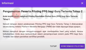Contoh Tampilan Akun SIMPKB Guru yang Terpanggil Piloting PPG Daljab Tahap 2 - Laman 2 dari 2 ...